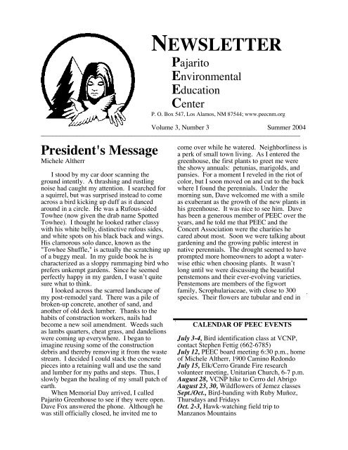 NEWSLETTER - Pajarito Environmental Education Center