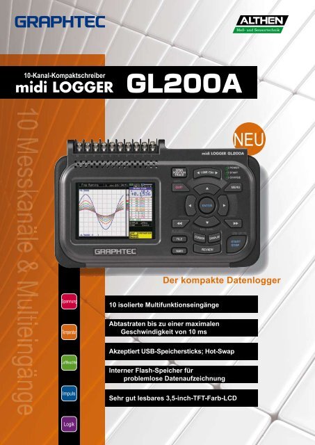 Datenblatt GL200A - Kompakter Datenlogger mit 10 MesskanÃ¤len