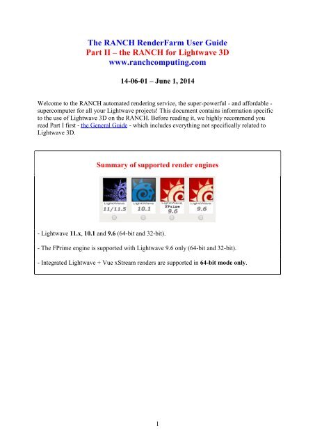 The RANCH RenderFarm User Guide Part II ... - Ranch Computing