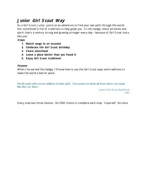 Junior Girl Scout Way - Rambling Heights Service Unit
