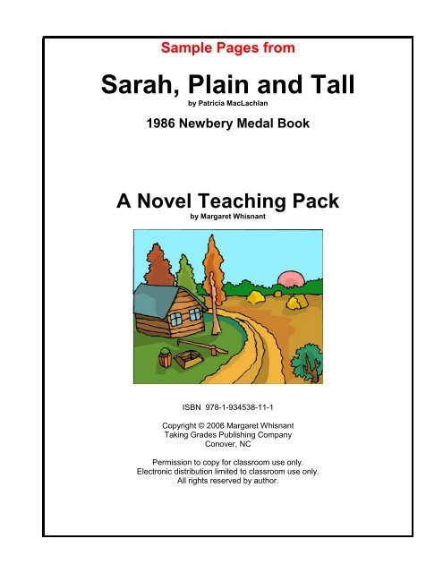 Sample Pages from Sarah, Plain and Tall - Taking Grades ...