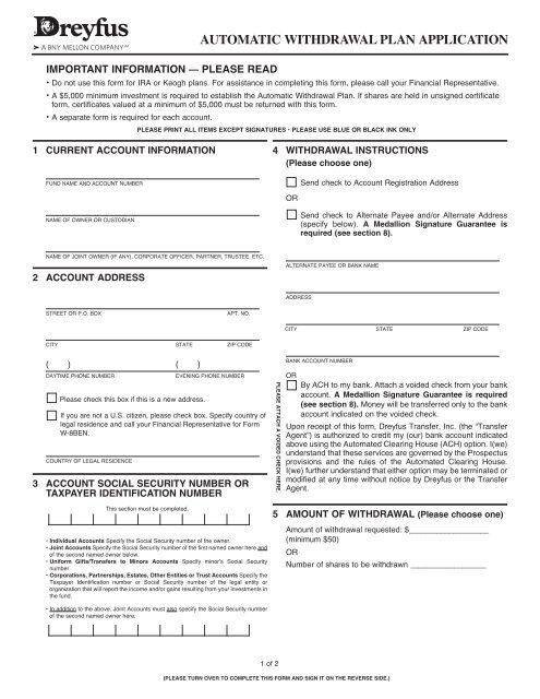 Automatic Withdrawal Form - Dreyfus