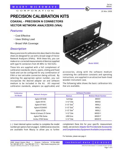 PRECISION CALIBRATION KITS