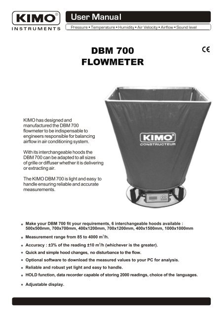 DBM 700 FLOWMETER User Manual - Kimo Canada