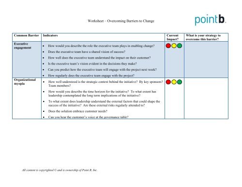 Worksheet â Overcoming Barriers to Change - IPMA