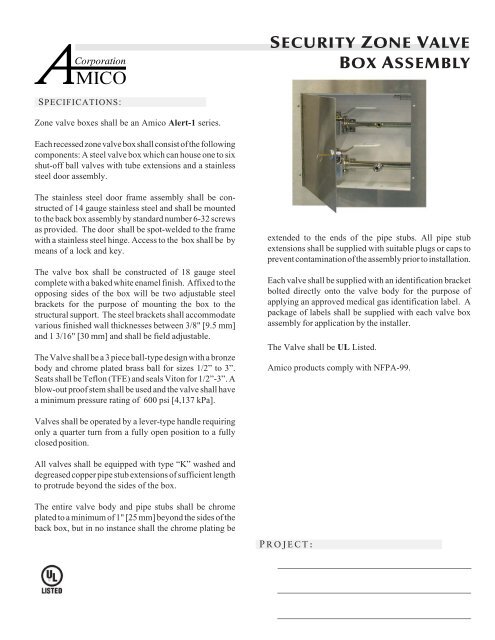 SECURITY ZONE VALVE BOX ASSEMBLY