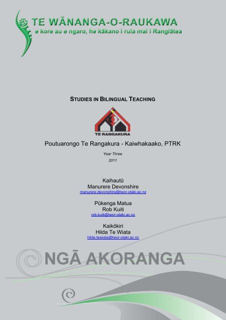 Poutuarongo Te Rangakura - Kaiwhakaako, PTRK - Te WÄ nanga o ...