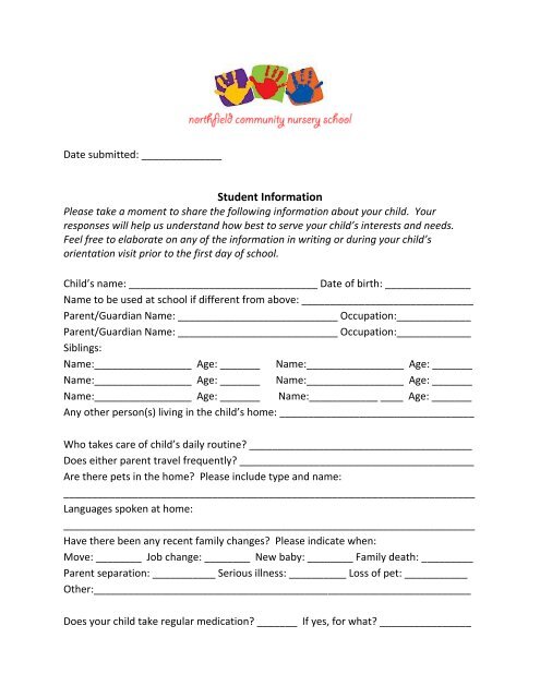 Student Information Form