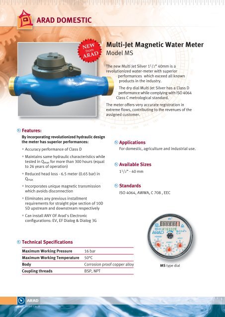 Multi-Jet Magnetic Water Meter ARAD DOMESTIC - Netafim