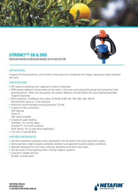 GYRONET™ SR & SRD - Netafim