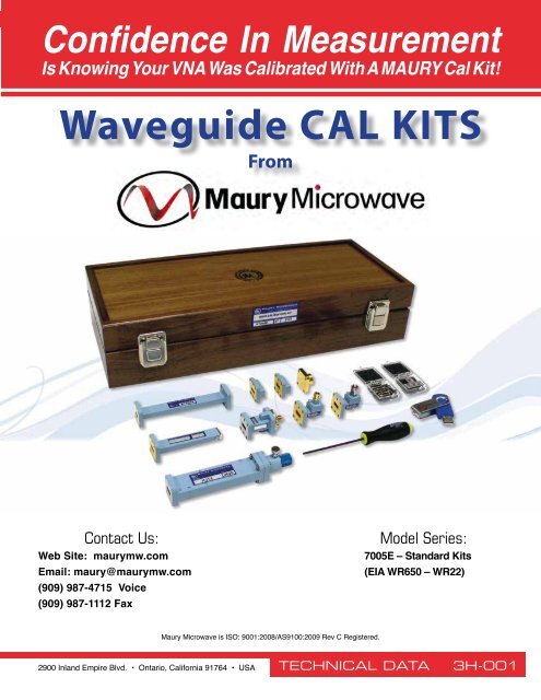 Waveguide Cal Kits - Standard + - Maury Microwave