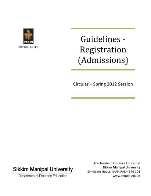 Admissions - Student Login - Sikkim Manipal University