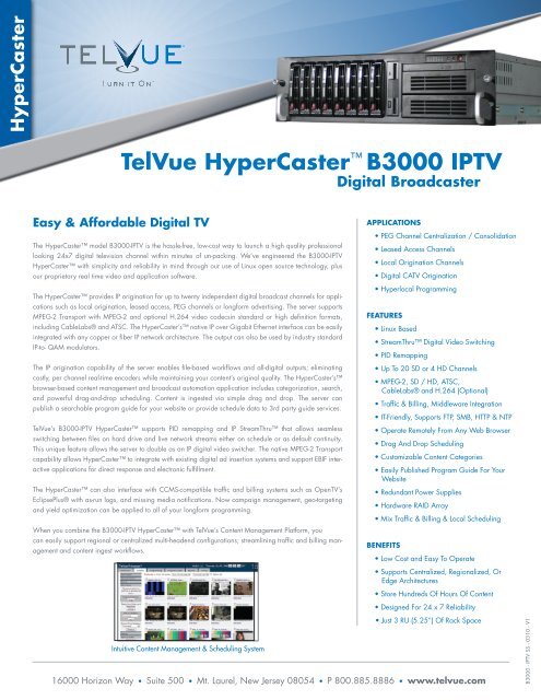 TelVue HyperCasterâ ¢ B3000 IPTV