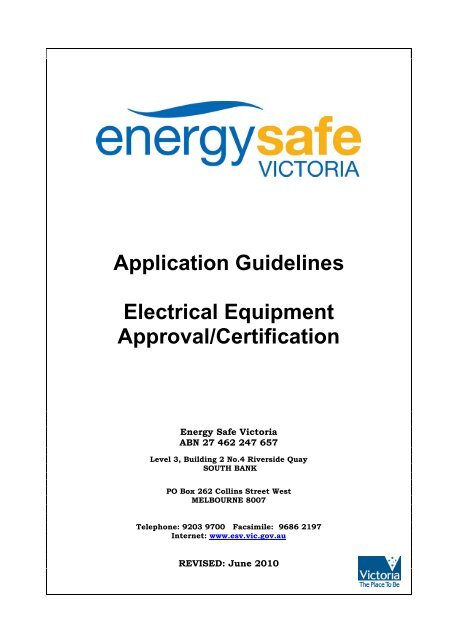 Application Guidelines Electrical Equipment Approval/Certification