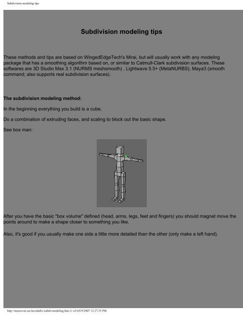 Subdivision modeling tips