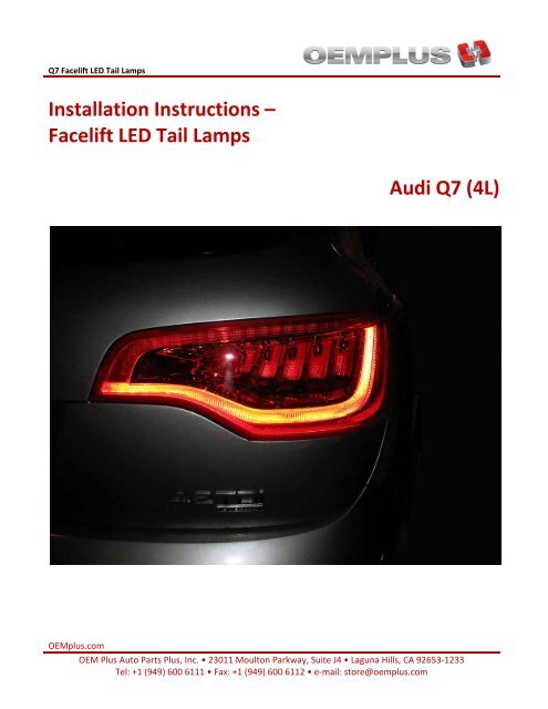 Q7 LED Tail Lamps - OEMplus