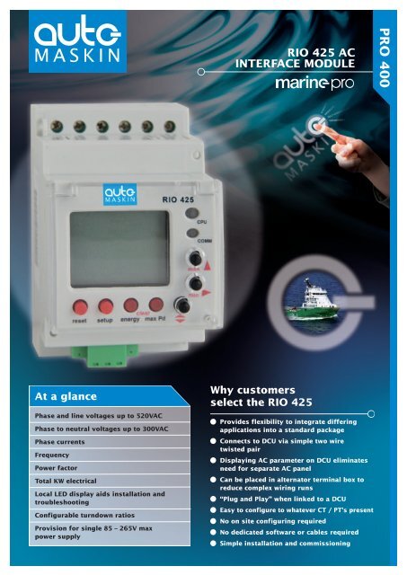 RIO 425 AC INTERFACE MODULE P R O 4 0 0 At a glance