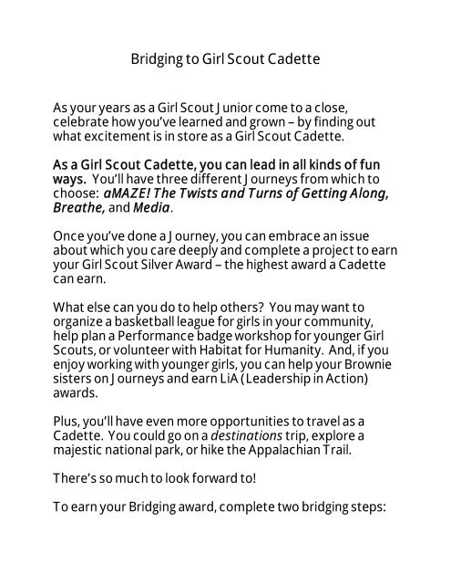 Bridging to Girl Scout Cadette