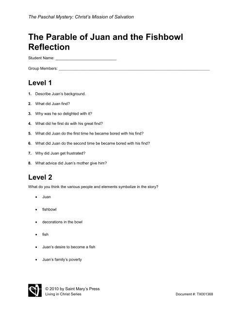 The Parable of Juan and the Fishbowl Reflection - Saint Mary's Press