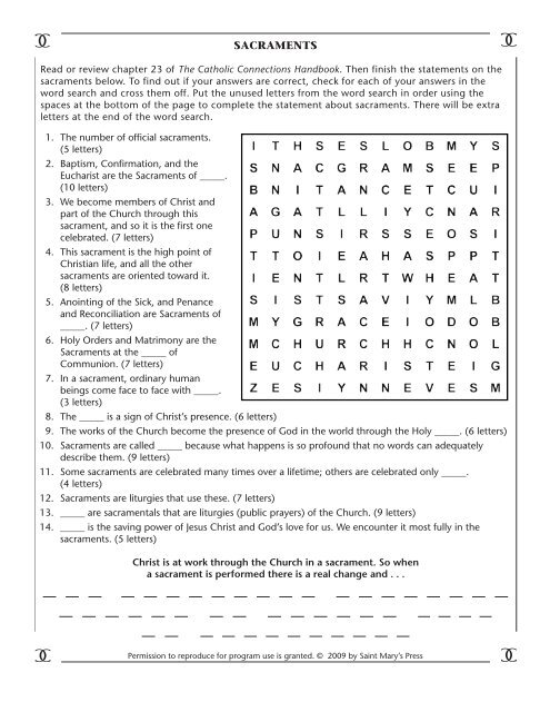 The Sacrament Of Reconciliation Worksheet