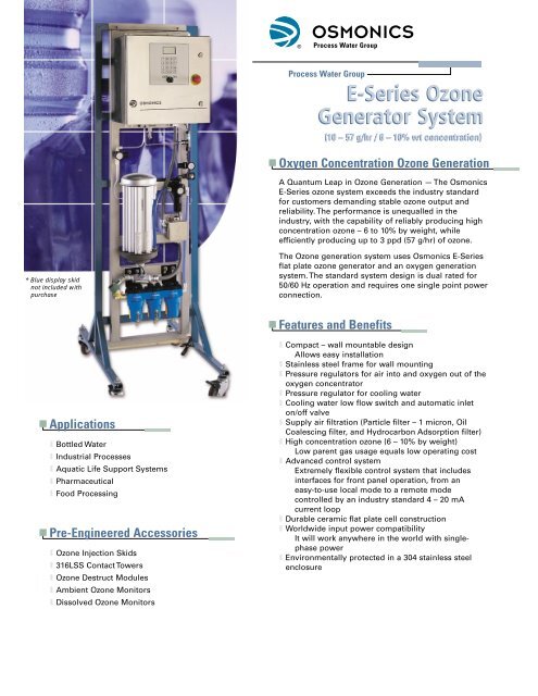 E-Series Ozone Generator System E-Series Ozone Generator System