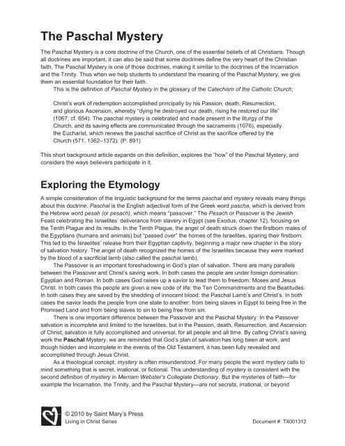 The Paschal Mystery - Saint Mary's Press