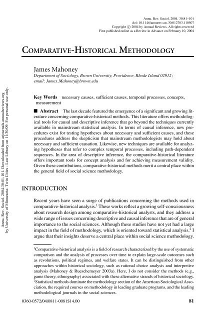 Comparative-Historical Methodology - Process Research Methods