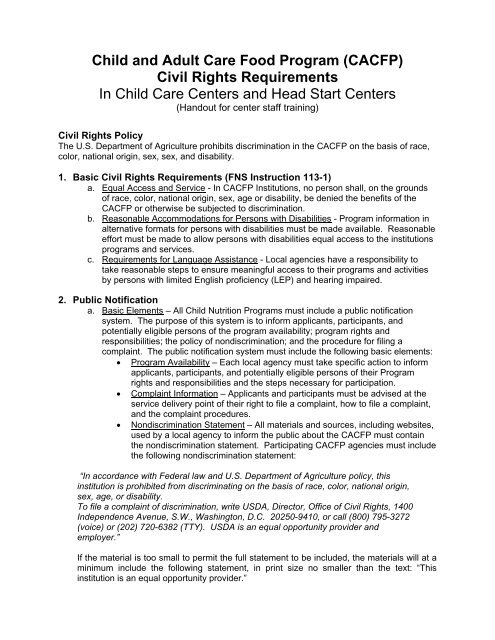 (CACFP) Civil Rights - Iowa Department of Education