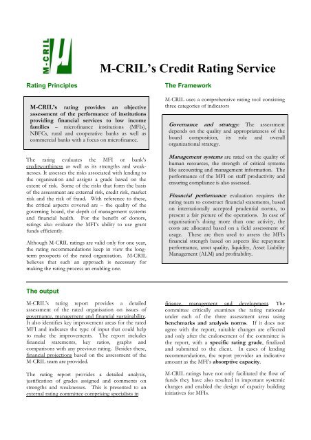 M-CRIL's Credit Rating Service