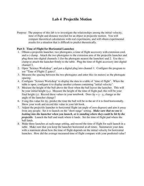 Lab 4 Projectile Motion