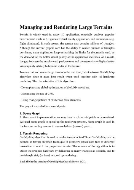 Managing and Rendering Large Terrains - IDGT