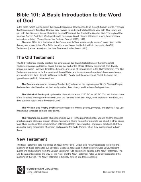 Bible 101: A Basic Introduction to the Word of God - Saint Mary's Press