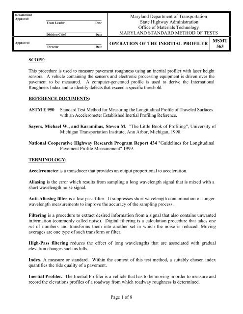 Operation of the Inertial Profiler - MSMT 563 (PDF) - Surface ...