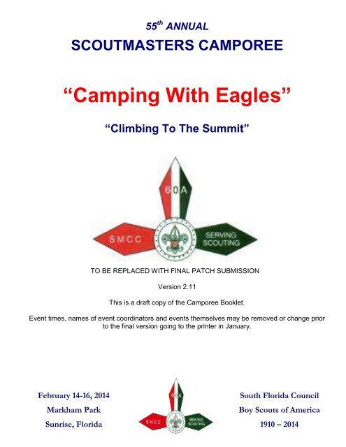 Scoutmasters Camporee Booklet - the Scoutmasters Camporee