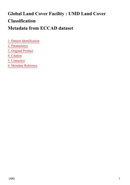 Global Land Cover Facility : UMD Land Cover Classification - Eccad