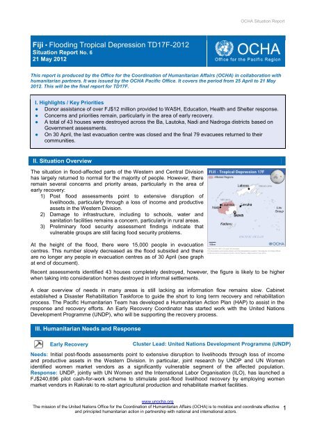 OCHA Situation Report #6 - Pacific Humanitarian Team