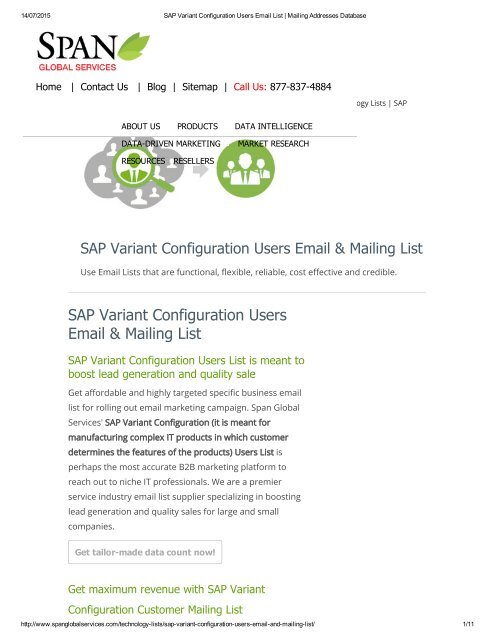 Purchase Prepackaged SAP Variant Configuration Customer Lists from Span ...