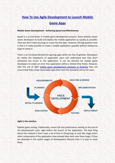 How To Use Agile Development To Launch Mobile Game Apps