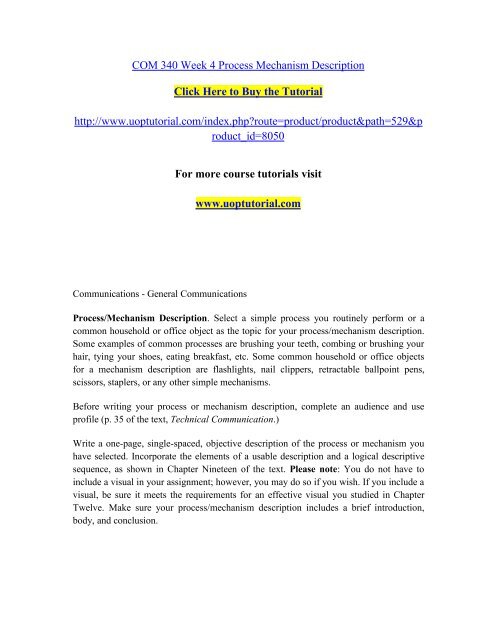 COM 340 Week 4 Process Mechanism Description
