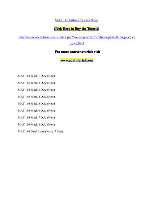 MAT 116 Entire Course (New)