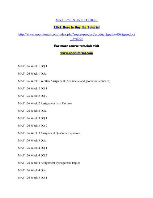 MAT 126 ENTIRE COURSE