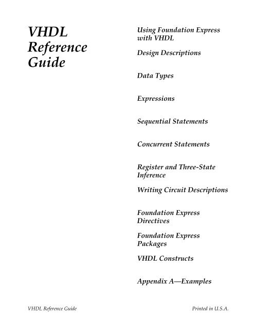 VHDL Reference Guide - Atlas Home page
