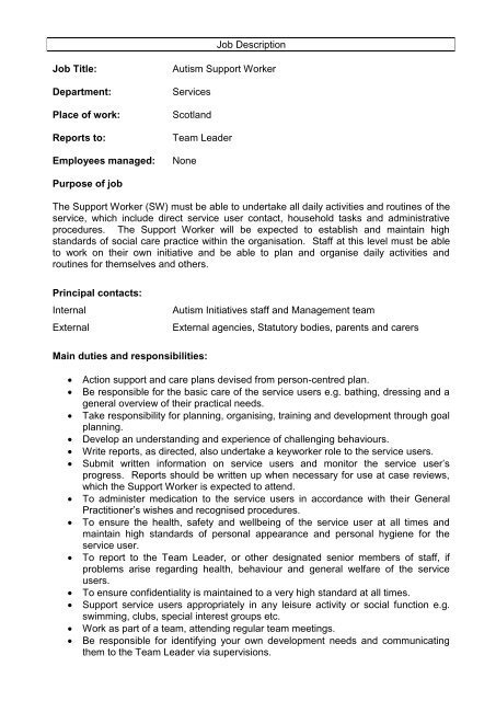 Job Description - Autism Initiatives