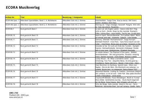 ECORA Musikverlag - Akkordeon Musik Edition