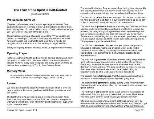 Self Control Fruit Of The Spirit For Kids