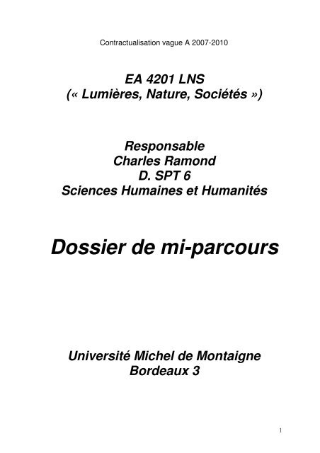 Dossier de mi-parcours - de Charles Ramond