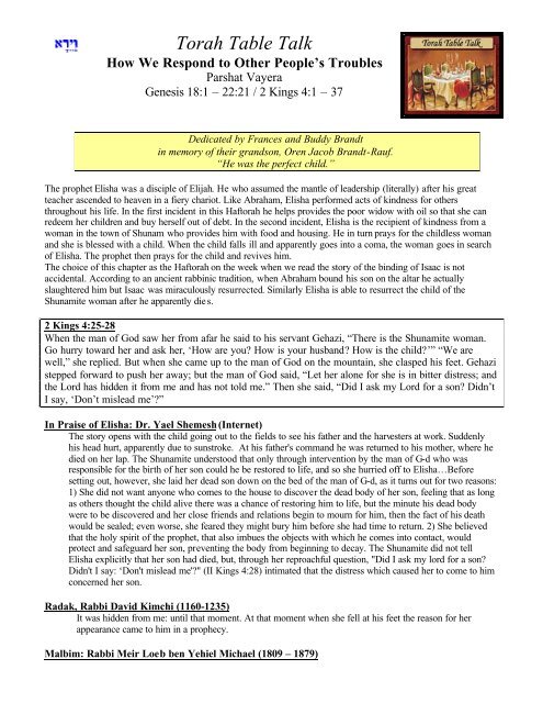 Torah Table Talk - Oceanside Jewish Center