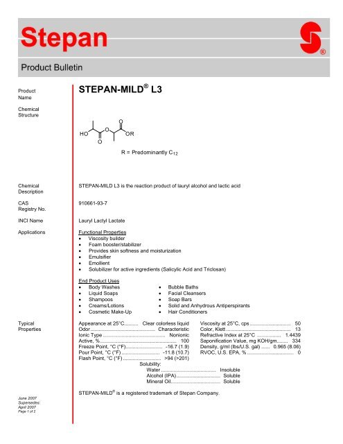 STEPAN-MILD L3 - Elize Chemical