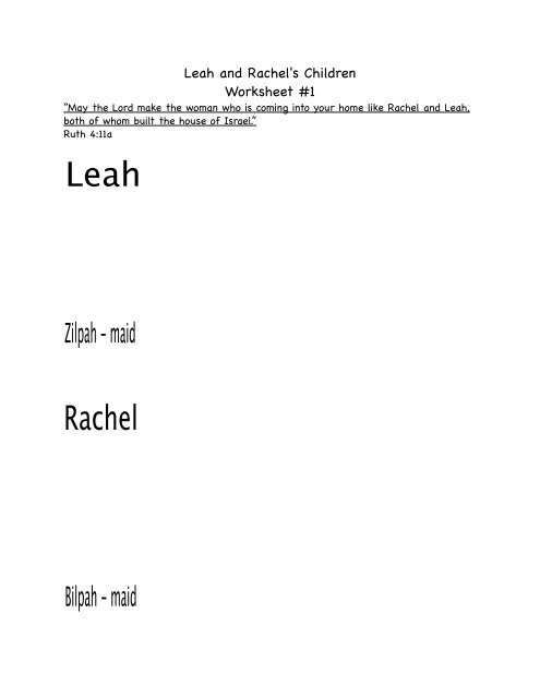 Leah and Rachel Printouts - Ministry-To-Children