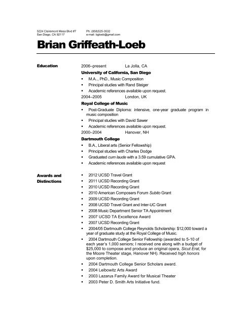 download CV - Brian Griffeath-Loeb